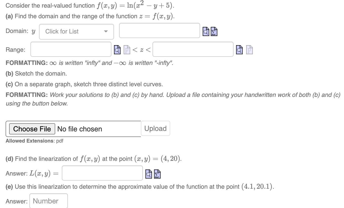 Solved Consider the real-valued function f(x, y) = ln(22 – y | Chegg.com