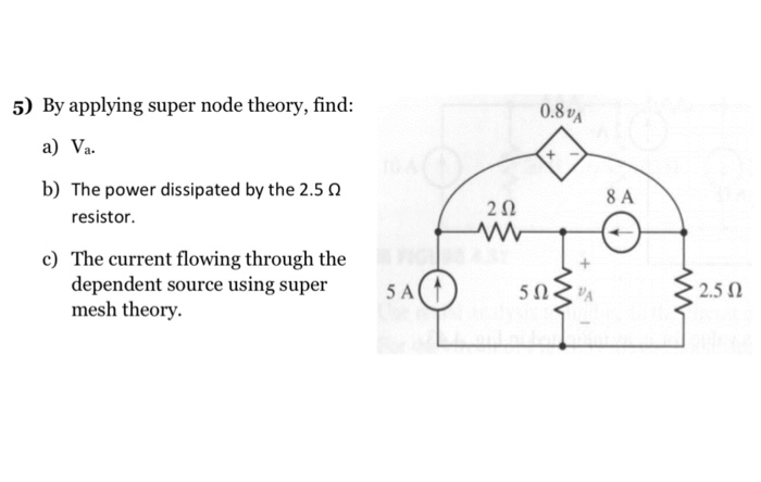 Solved 4) A) Use supernode analysis to 2.2 V .5 V determine | Chegg.com