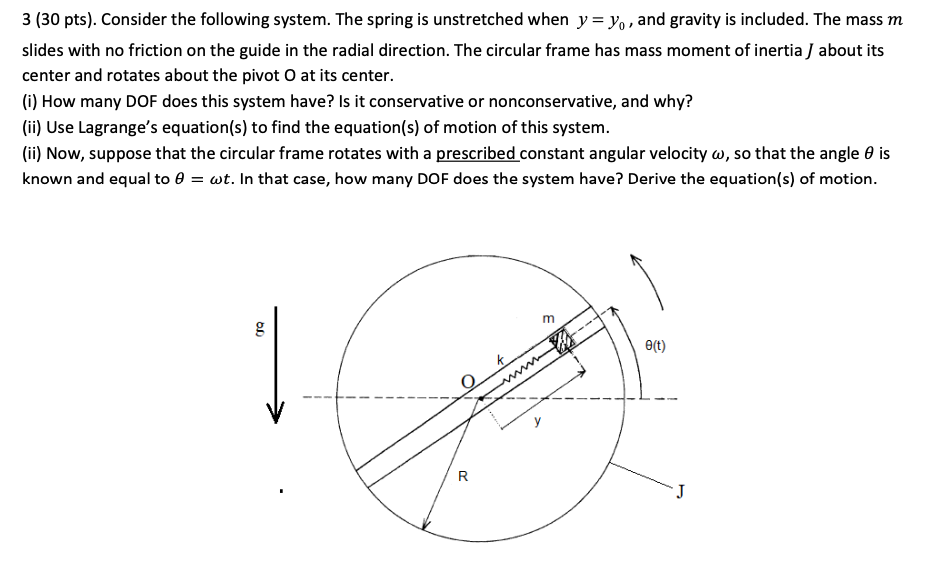 Solved 3 (30 pts). Consider the following system. The spring | Chegg.com