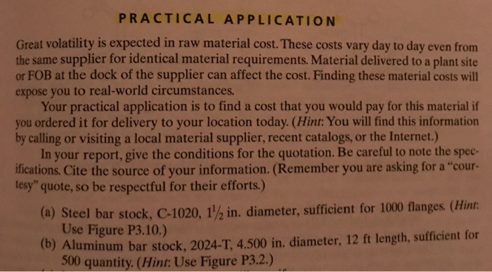 Great volatility is expected in raw material cost. | Chegg.com