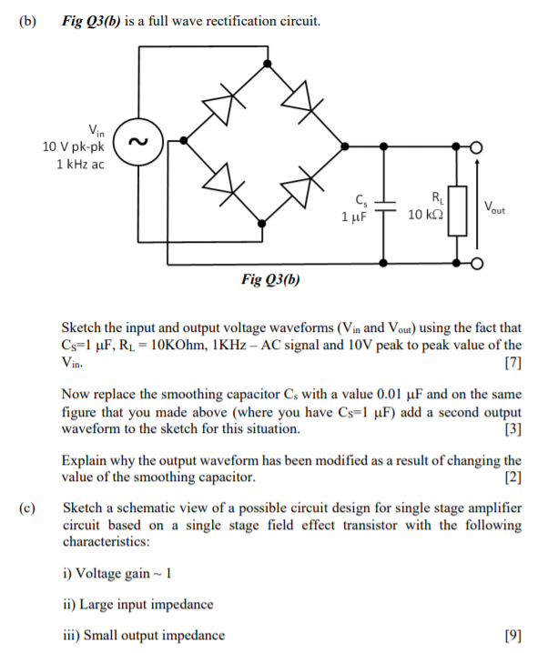 Solved (b) Fig 03(b) is a full wave rectification circuit. | Chegg.com