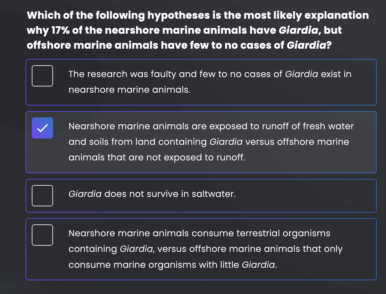 Solved Which of the following hypotheses is the most likely | Chegg.com