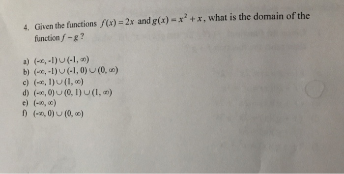 Solved Given the functions f(x)=2x and g(x)=x2+x, what is | Chegg.com