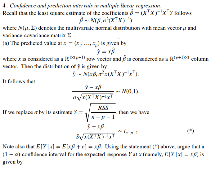 Recall that the least square estimate of the | Chegg.com