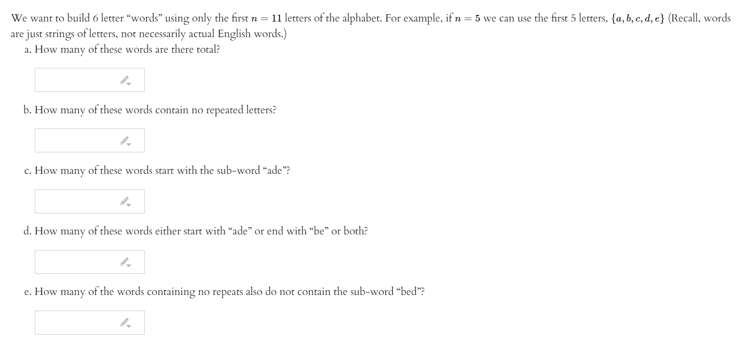Solved We Want To Build 6 Letter words Using Only The Chegg