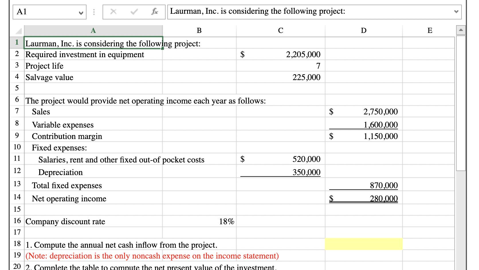 Solved A1 fix Laurman, Inc. is considering the following | Chegg.com