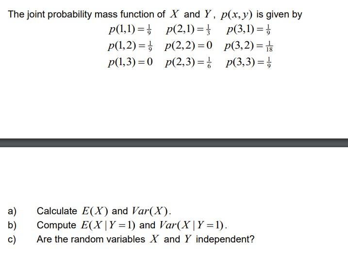 Solved The joint probability mass function of X and Y, | Chegg.com