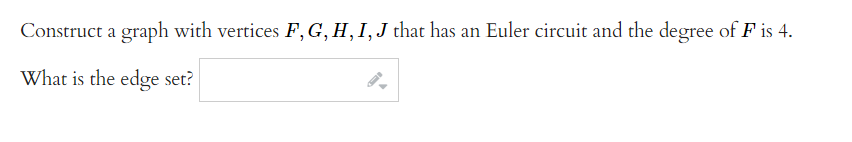 Solved Construct a graph with vertices F,G,H,I,J that has an | Chegg.com