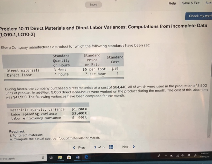 Solved Help Save & Exit Sub Saved Check my work Problem | Chegg.com