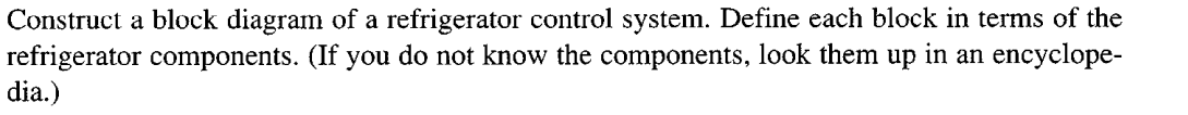 Solved Construct a block diagram of a refrigerator control | Chegg.com