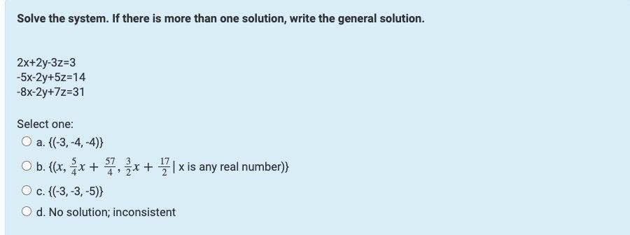 Solved Solve the system. If there is more than one solution, | Chegg.com