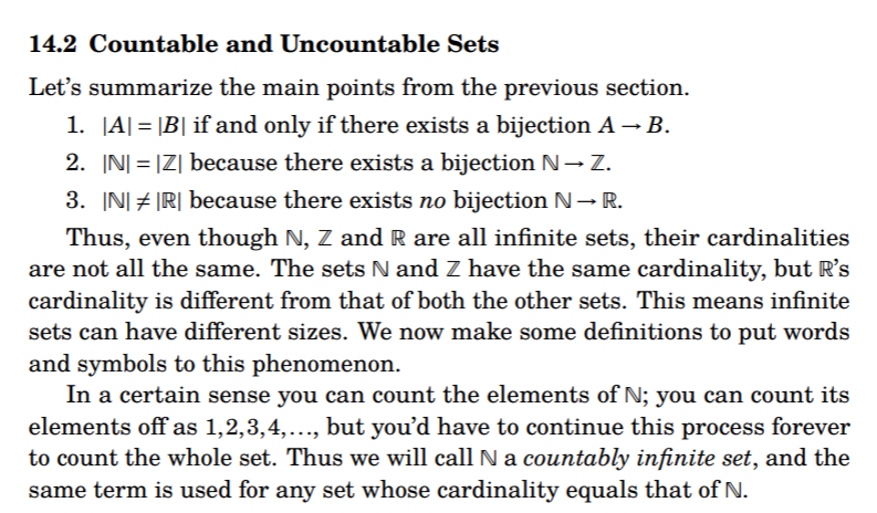Solved 14.2 Countable and Uncountable Sets Let's summarize | Chegg.com