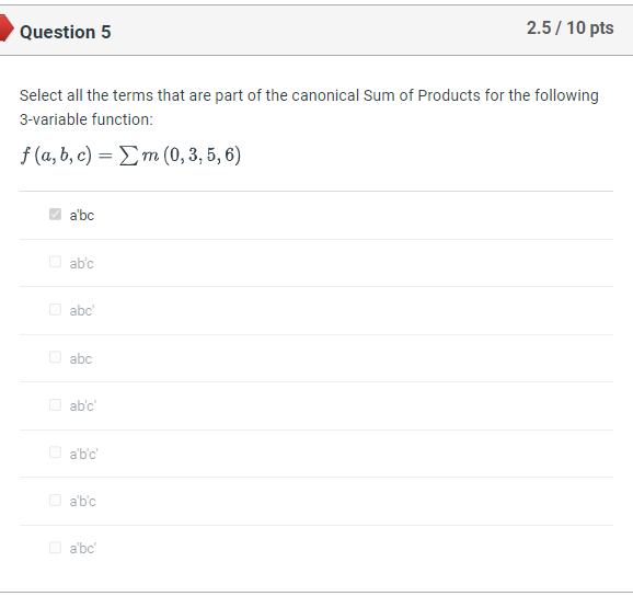 Solved Select all the terms that are part of the canonical | Chegg.com