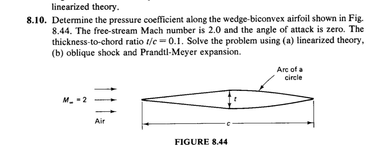 Solved linearized theory. 8.10. Determine the pressure | Chegg.com