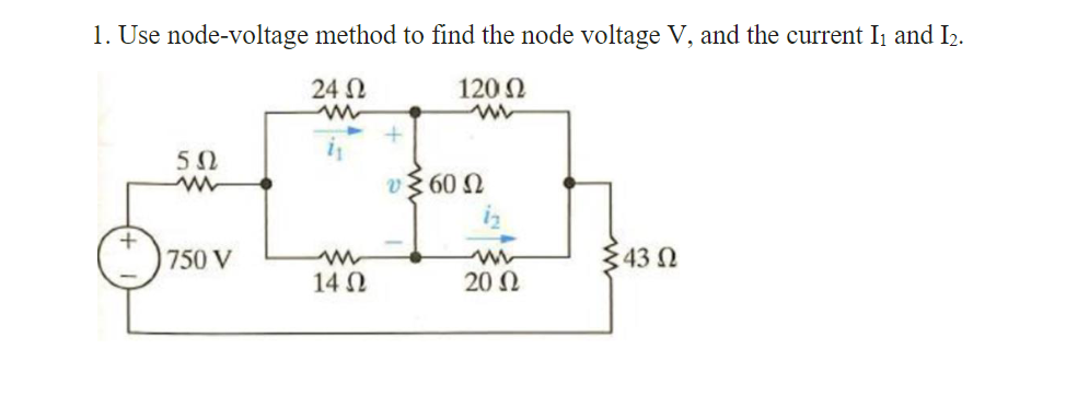Solved Use node-voltage method to find the node voltage V, | Chegg.com