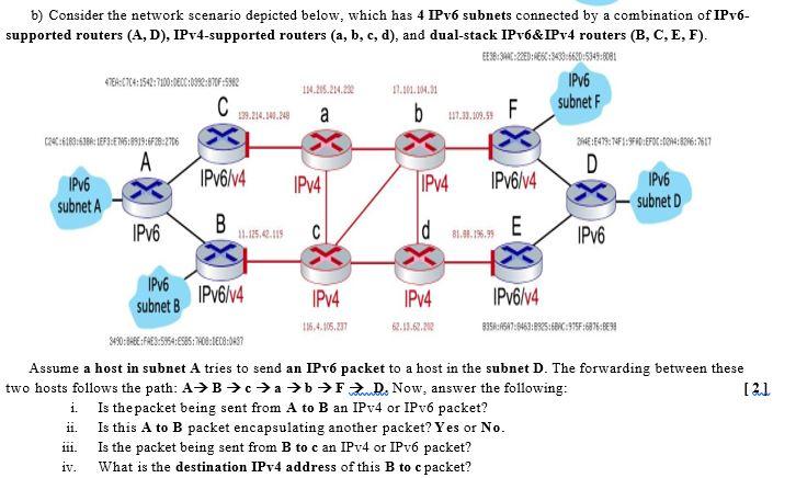 Solved b) Consider the network scenario depicted below, | Chegg.com