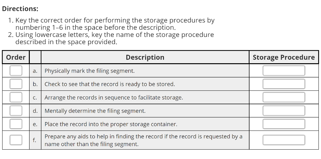 Solved Directions: 1. Key the correct order for performing | Chegg.com