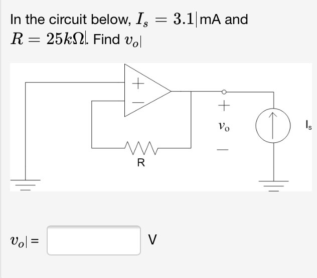 Solved In the circuit below, I_s = 3.1|mA and R = 25 k ohm|. | Chegg.com