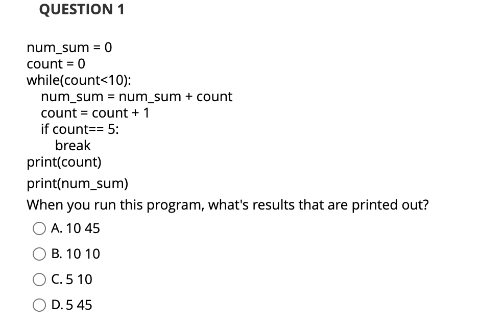 Solved Question 1```numsum 0count 0whilecount 