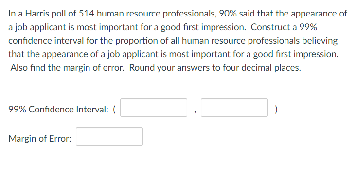Solved In a Harris poll of 514 human resource professionals, | Chegg.com