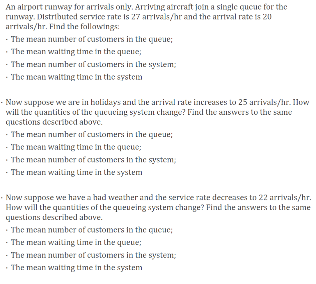 Solved An airport runway for arrivals only. Arriving | Chegg.com