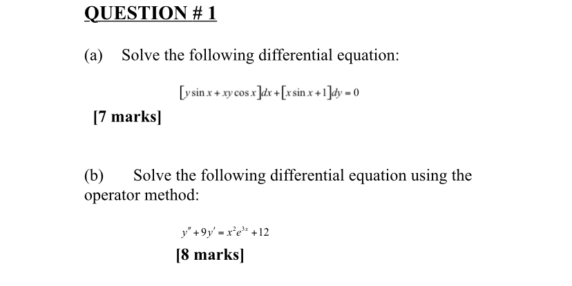 Solved (a) Solve the following differential equation: [7 | Chegg.com