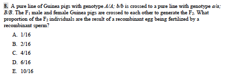 Solved 8. A pure line of Guinea pigs with genotype AlA; b/b | Chegg.com