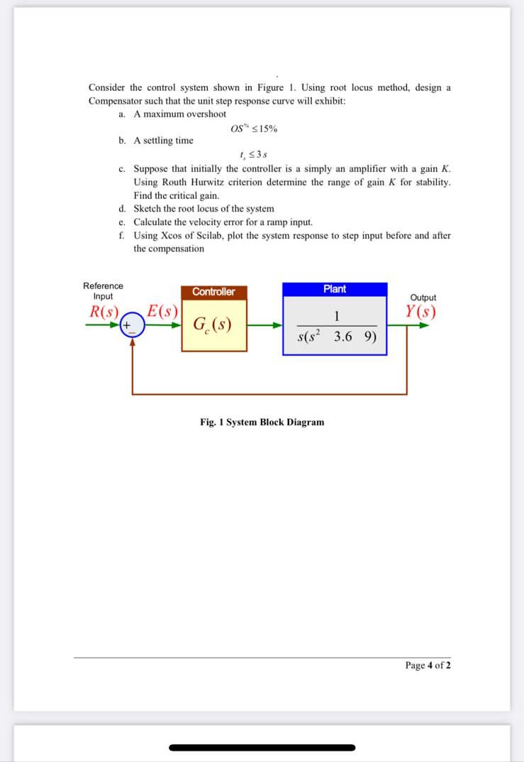 Solved Consider the control system shown in Figure 1. Using | Chegg.com