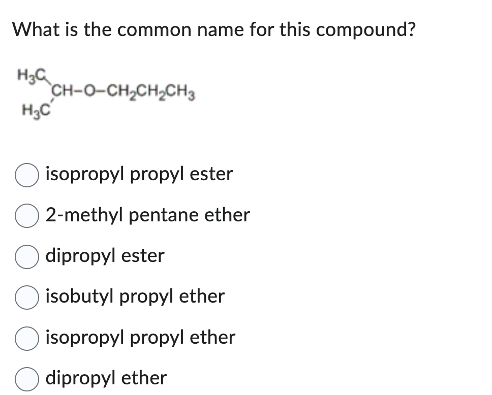 Solved What is the common name for this compound? isopropyl | Chegg.com