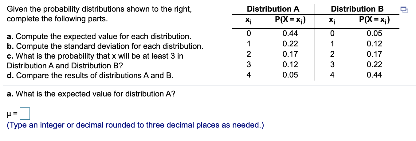 Solved u Given the probability distributions shown to the | Chegg.com
