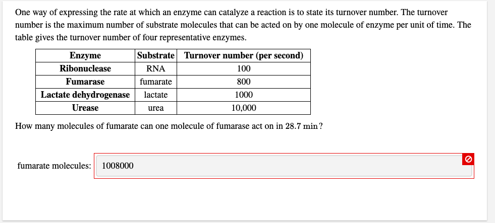 Solved One way of expressing the rate at which an enzyme can | Chegg.com
