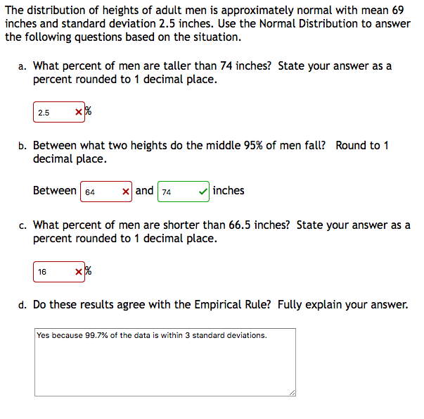 Solved The distribution of heights of adult men is | Chegg.com