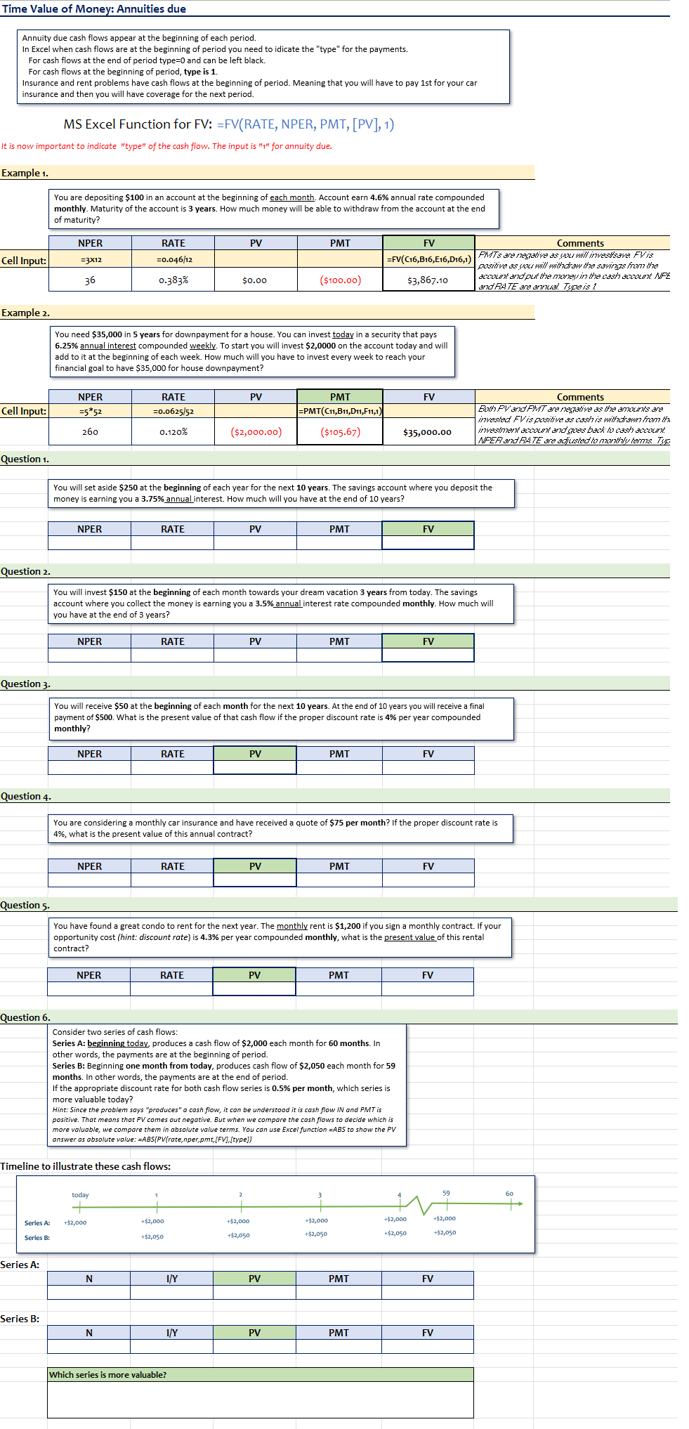 Solved Time Value of Money: Annuities due MS Excel Function | Chegg.com
