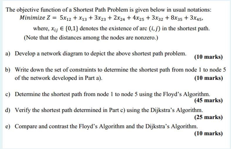Solved = The objective function of a Shortest Path Problem | Chegg.com