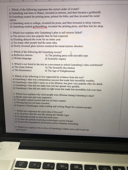 Solved 10 Name Summarizing Test Directions: Read each | Chegg.com Solved 10 Name Summarizing Test Directions: Read each | Chegg.com