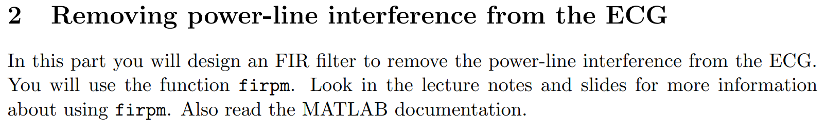 2 Removing power-line interference from the ECG In | Chegg.com