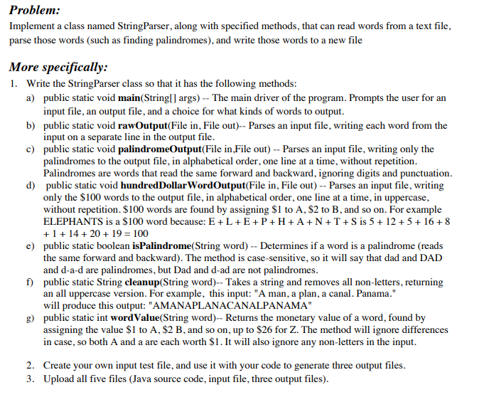 Problem: Implement a class named String Parser, along | Chegg.com