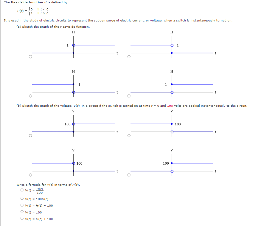 Solved The Heaviside function \\( H \\) is defined by \\[ | Chegg.com