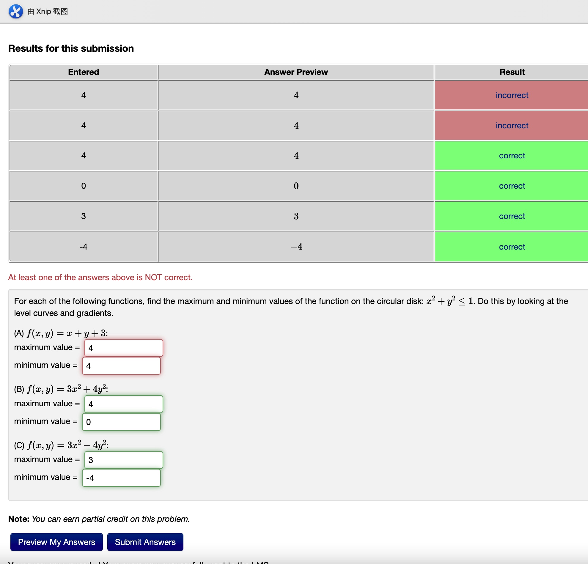 Solved 由 Xnip 截图 Results for this submission At least one of | Chegg.com