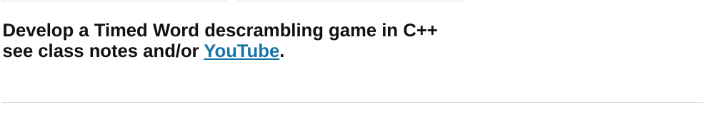 Solved Develop a Timed Word descrambling game in C++ see | Chegg.com