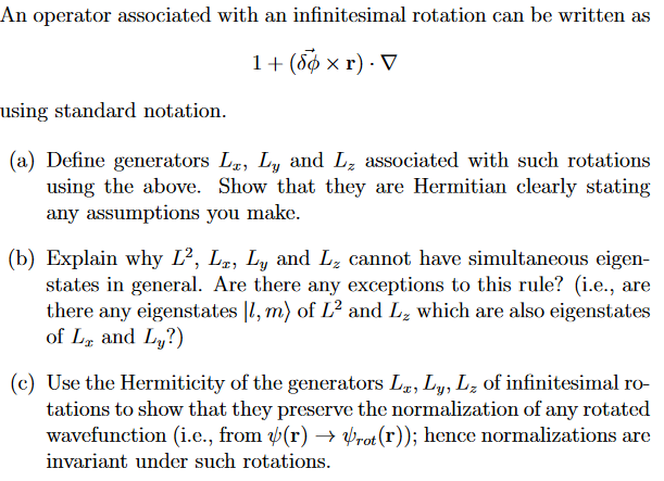 An operator associated with an infinitesimal rotation | Chegg.com