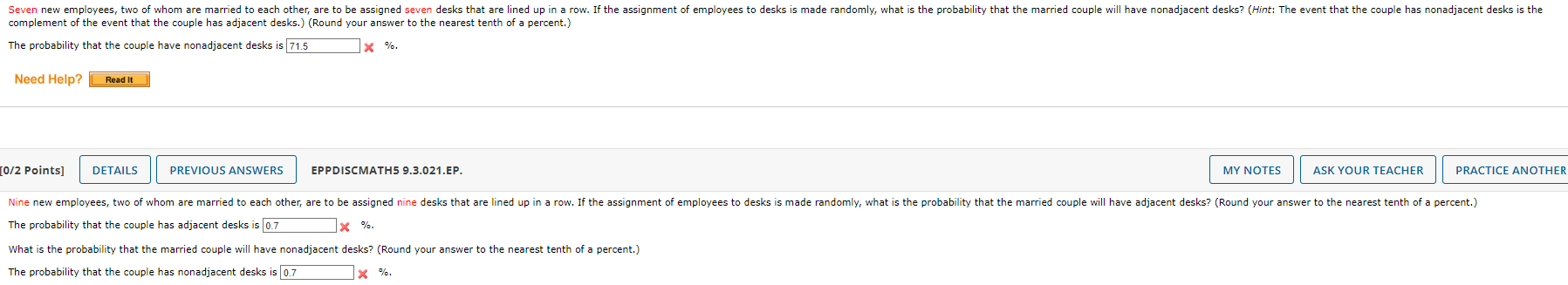 Solved complement of the event that the couple has adjacent | Chegg.com