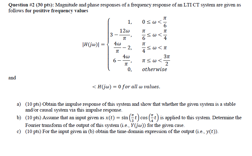 Solved Question #2 (30 pts): Magnitude and phase responses | Chegg.com
