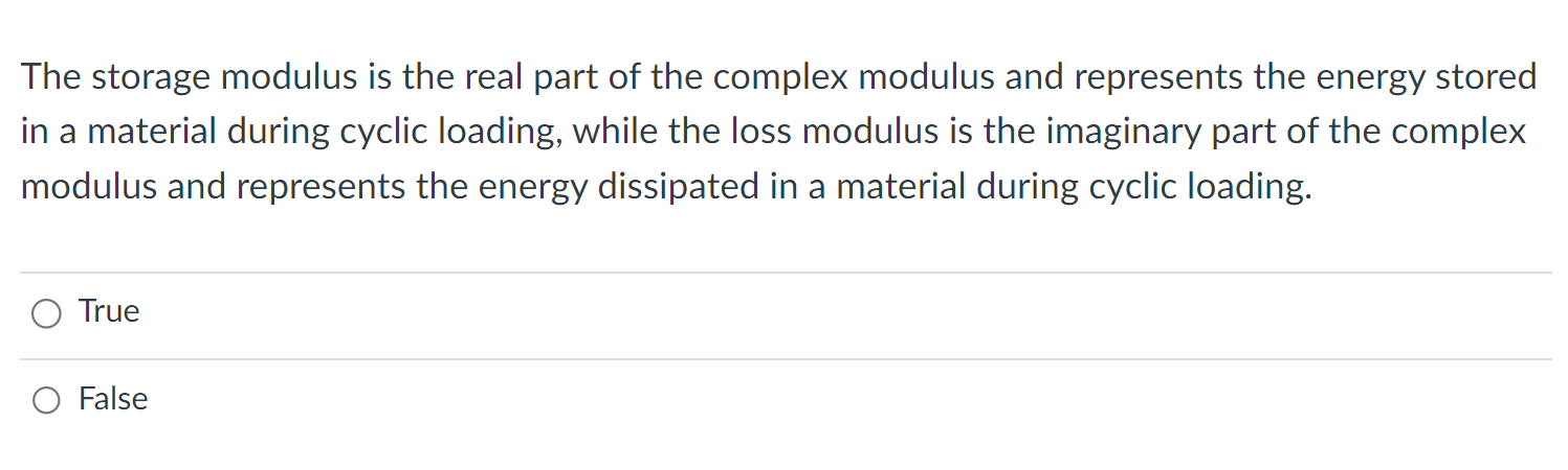Solved The storage modulus is the real part of the complex | Chegg.com