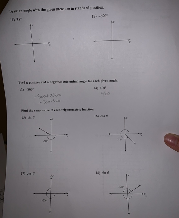 Solved Draw an angle with the given measure in standard | Chegg.com