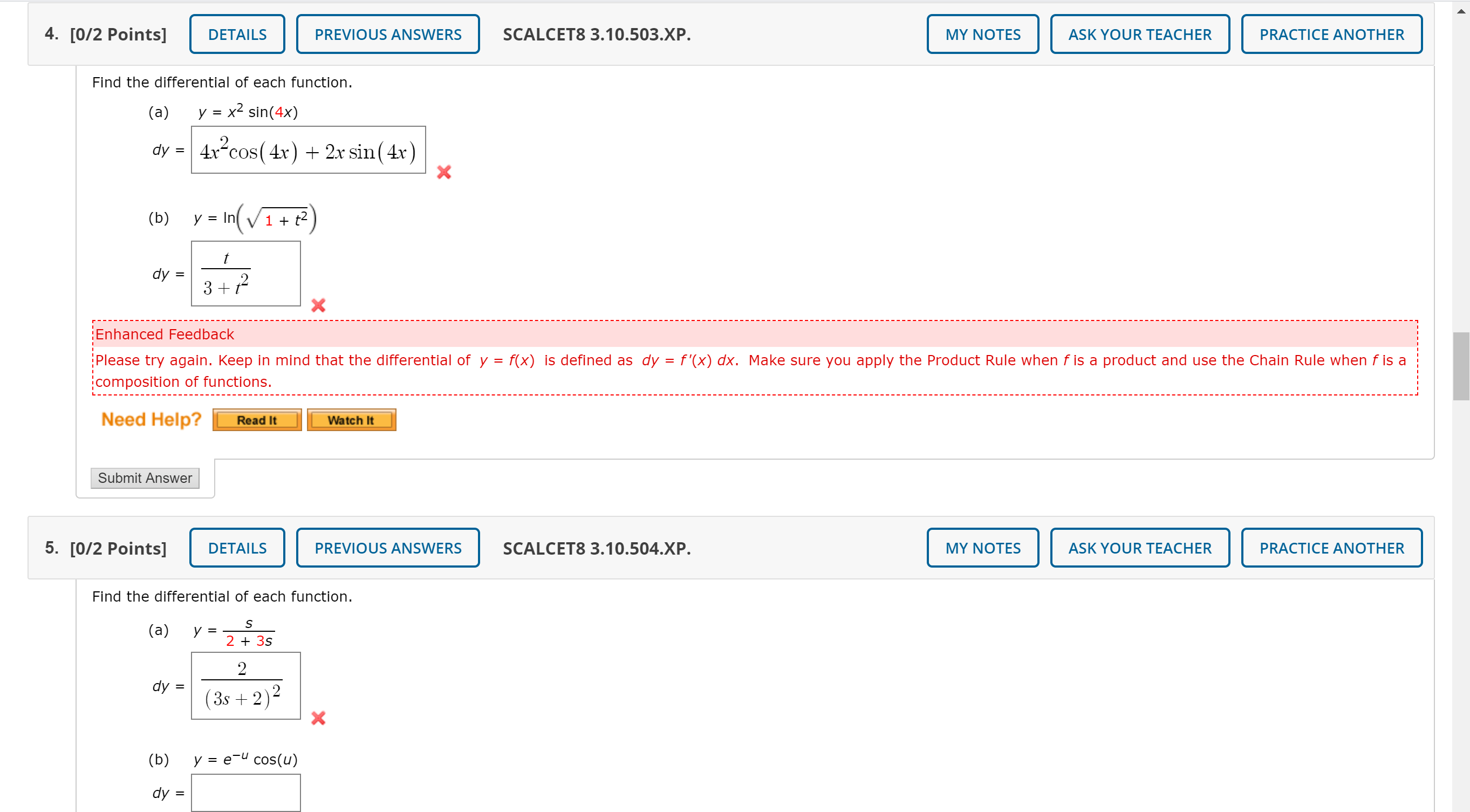 Solved 4. [0/2 Points] DETAILS PREVIOUS ANSWERS SCALCET8 | Chegg.com