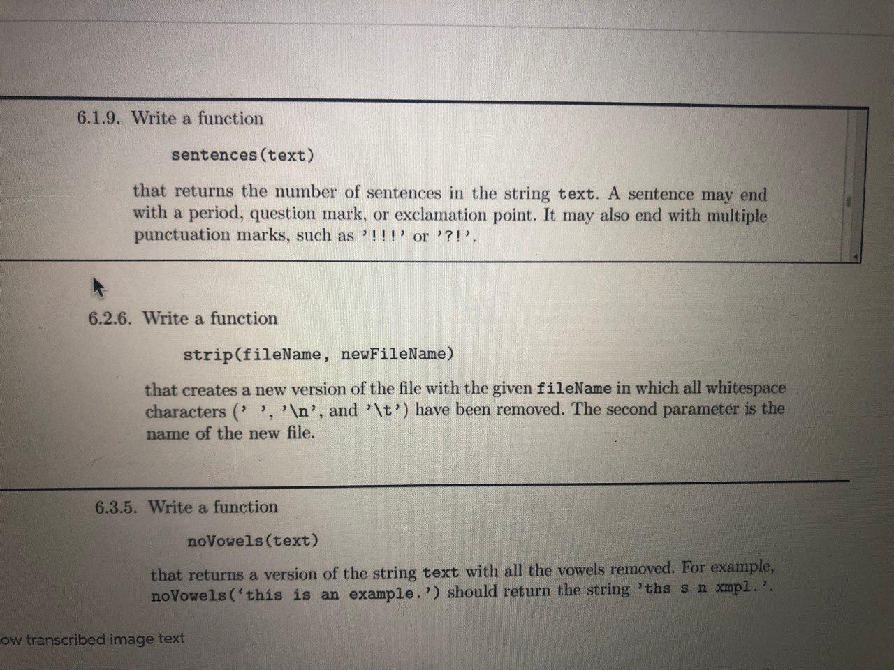 Solved 6.1.9. Write a function sentences (text) that returns | Chegg.com