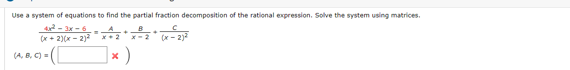 Solved Use a system of equations to find the partial | Chegg.com