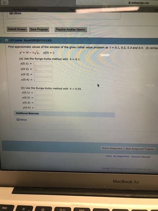 Solved Find approximate values of the solution given initial | Chegg.com