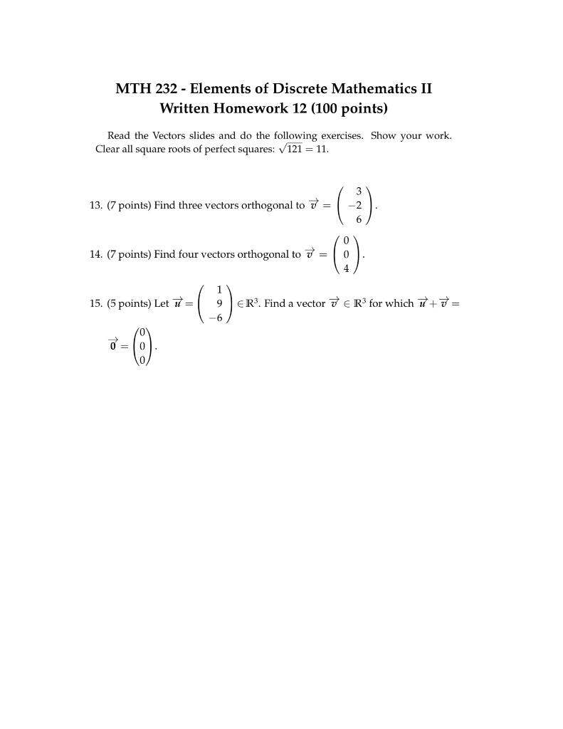 Solved MTH 232 - Elements of Discrete Mathematics II Written | Chegg.com